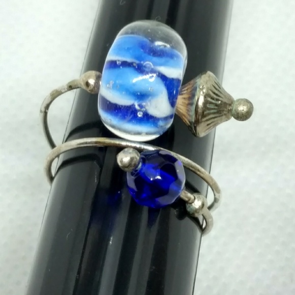 Vintage | Jewelry | Unique Ring With Art Glass Bead On Silver | Poshmark